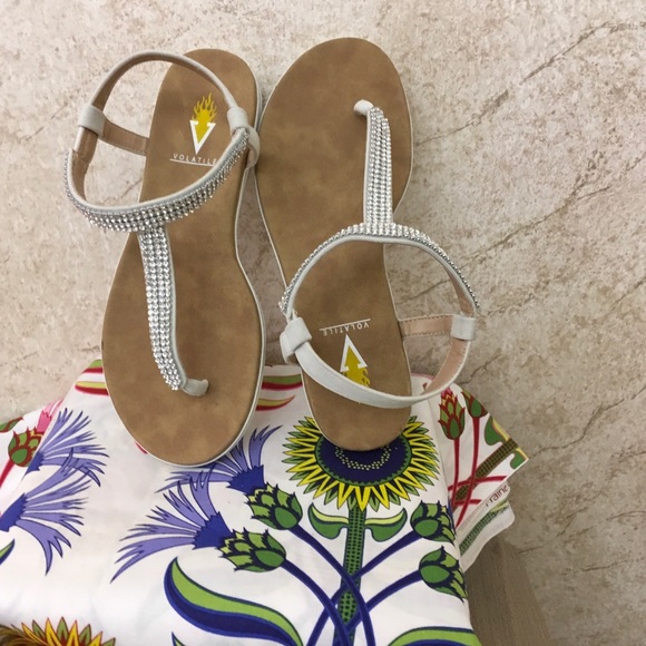Volatile | Shoes | Adorable Volatile White Sandals With Rhinestones ...